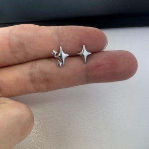 Asymmetry Four-pointed Star Stud Earrings for Women Men - Etsy