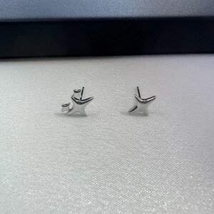 Asymmetry Four-pointed Star Stud Earrings for Women Men - Etsy