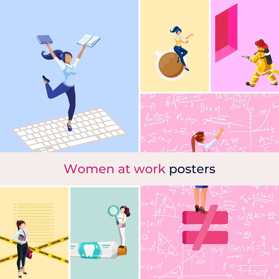 Women at Work Printable Posters Professions 42 Images Pastel Digital ...