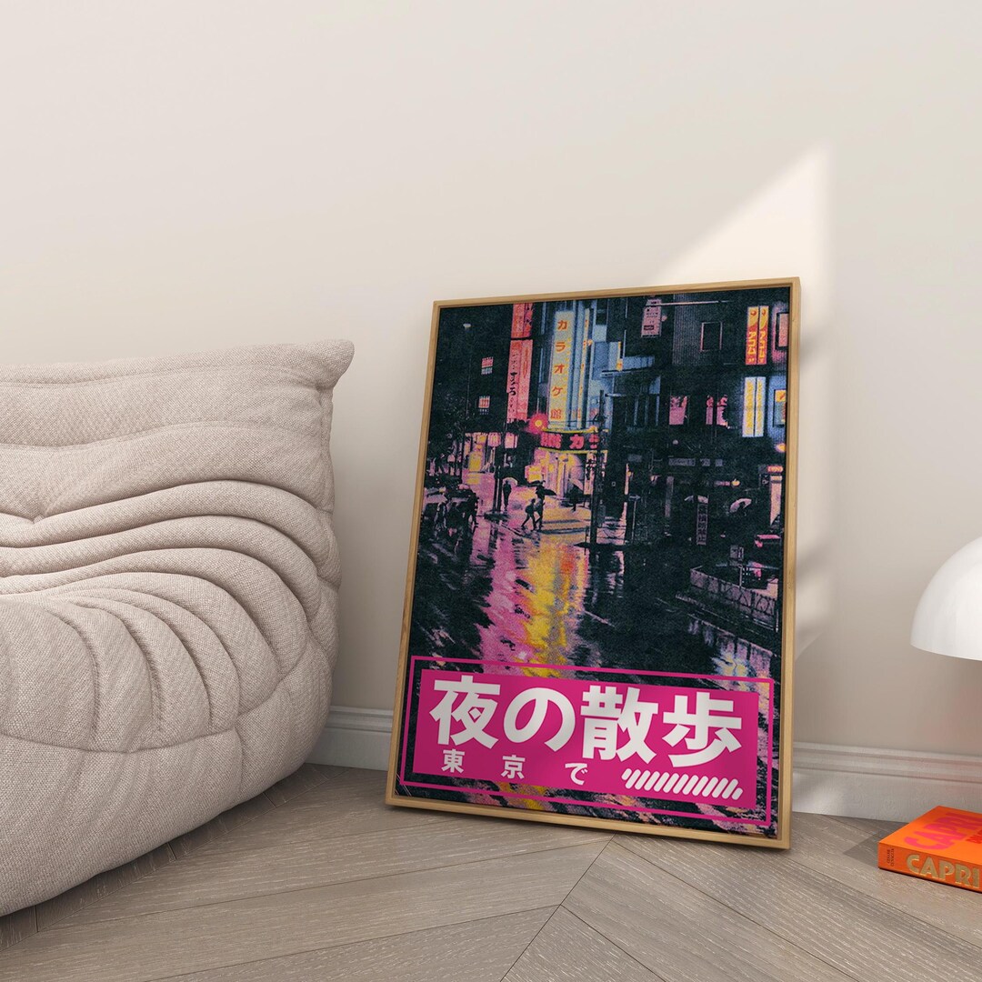 Tokyo Neon Night Walk - Aesthetic Japanese Wall Art | Nostalgic Digital ...
