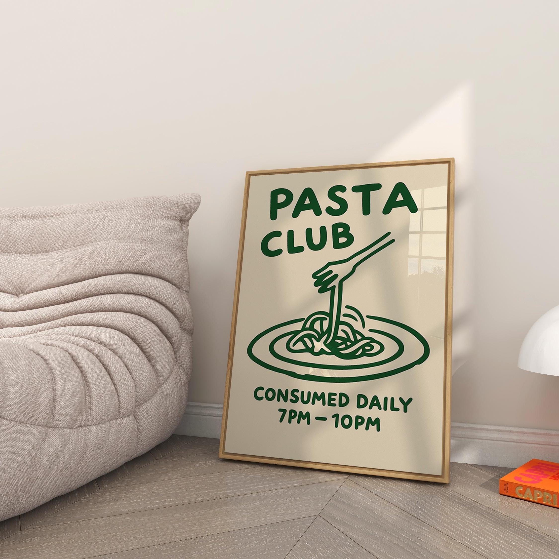 Pasta Club Wall Art Digital Download – Funny Kitchen Poster, Retro ...