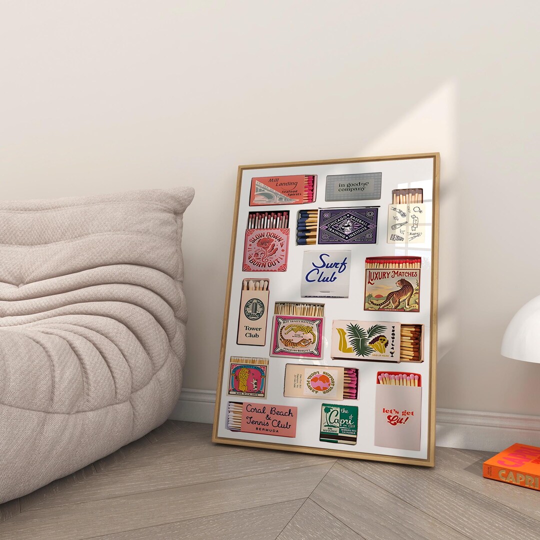 Vintage Matchbox Art Print – Aesthetic & Trendy Retro Wall Art ...