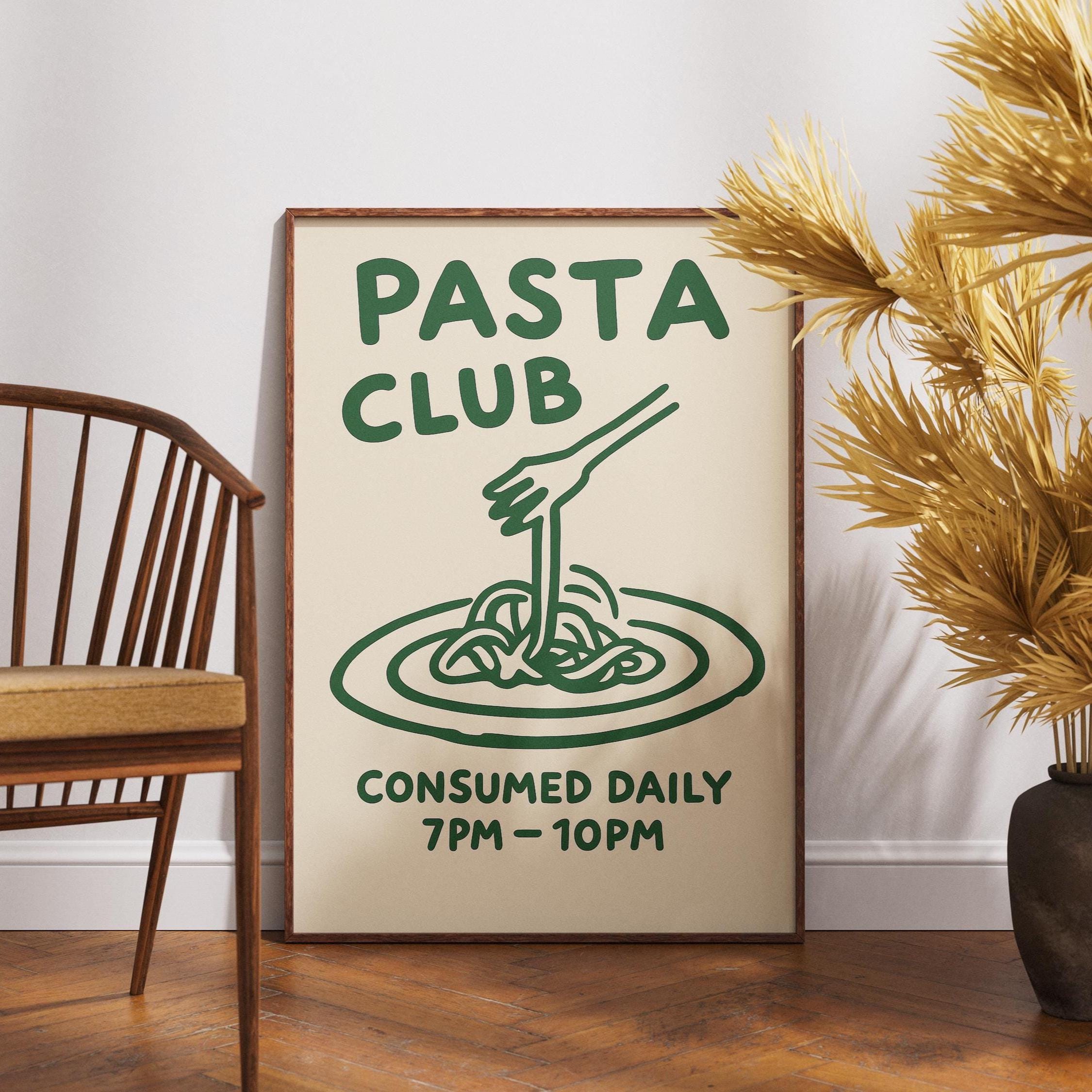 Pasta Club Wall Art Digital Download – Funny Kitchen Poster, Retro ...