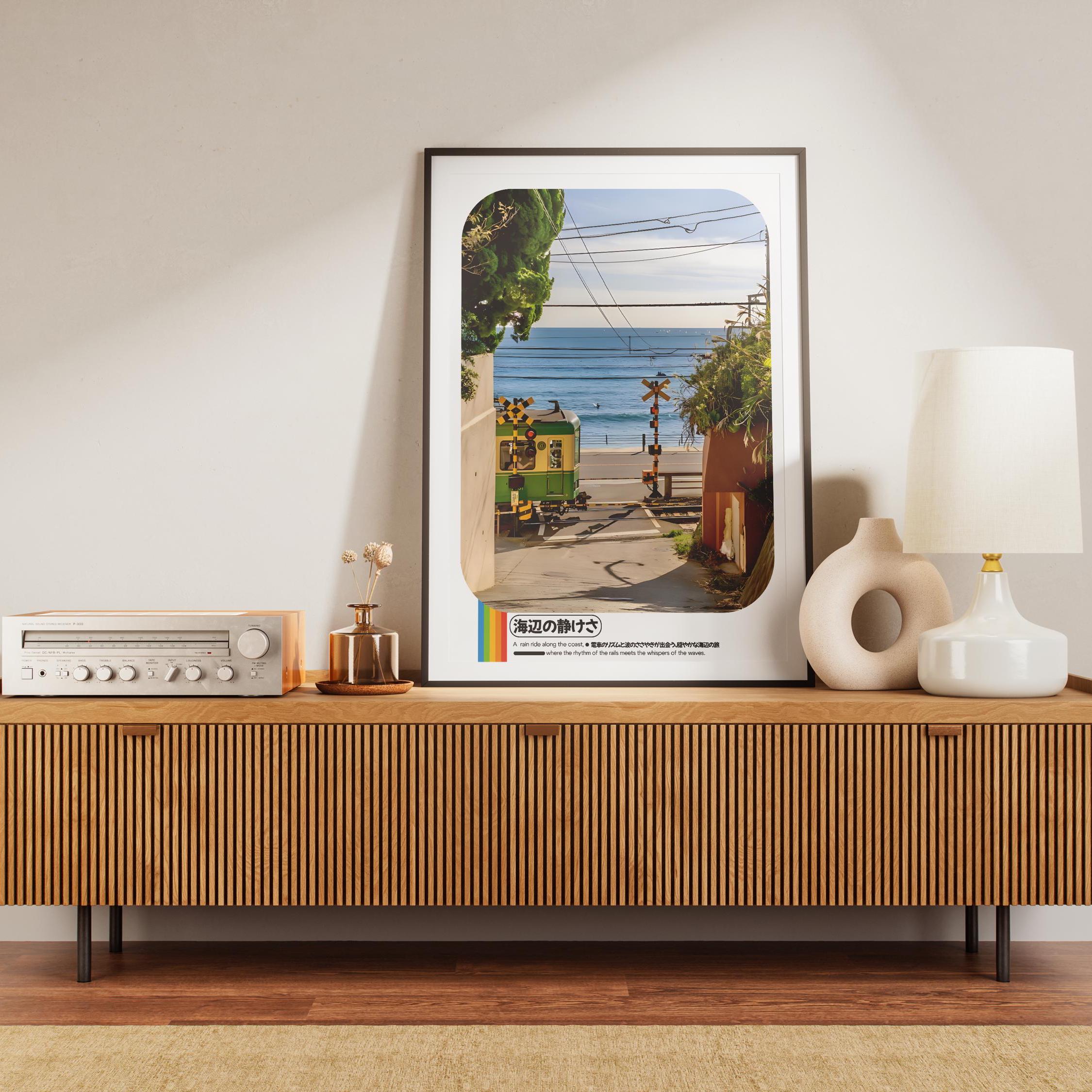 Vintage Japan Railway Poster | Aesthetic Coastal Train Wall Art ...