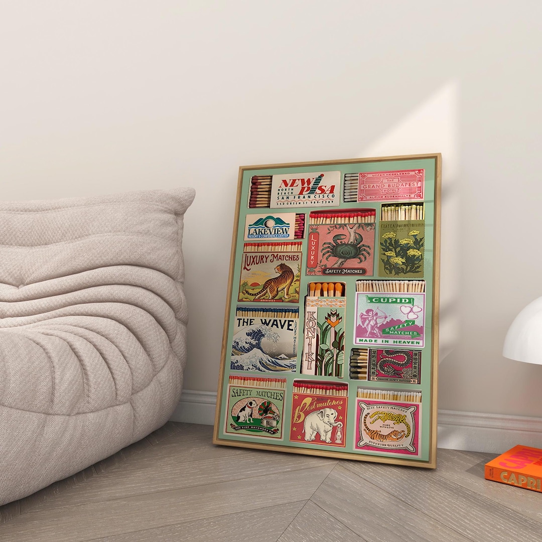 Vintage Matchbox Wall Art - Retro Matchbox Prints | Digital Download ...