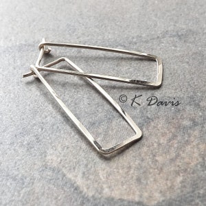 Sterling Silver Hoop Earrings, Rectangle Hoops, Handmade Hoop Earrings ...