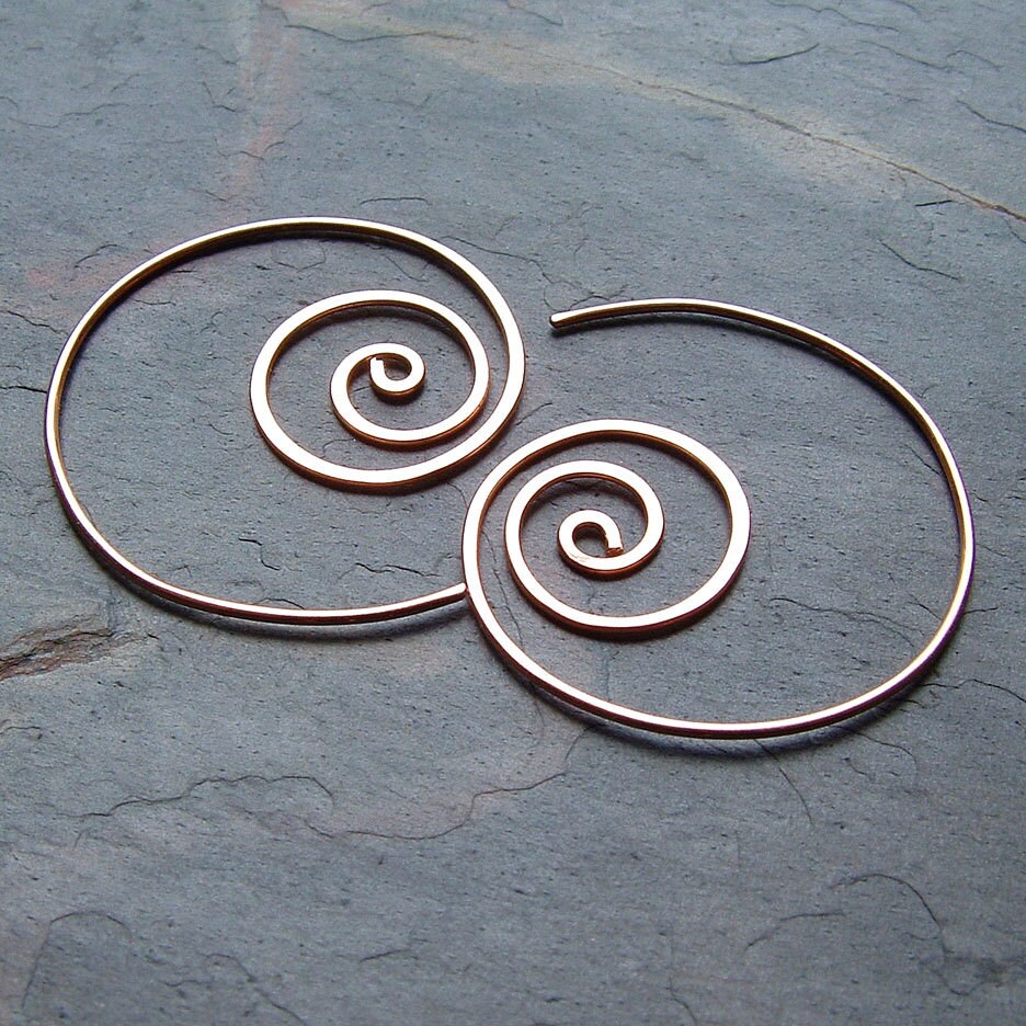 Gold Hoop Earrings Coil Threader Open Hoops Nautilus Spiral - Etsy