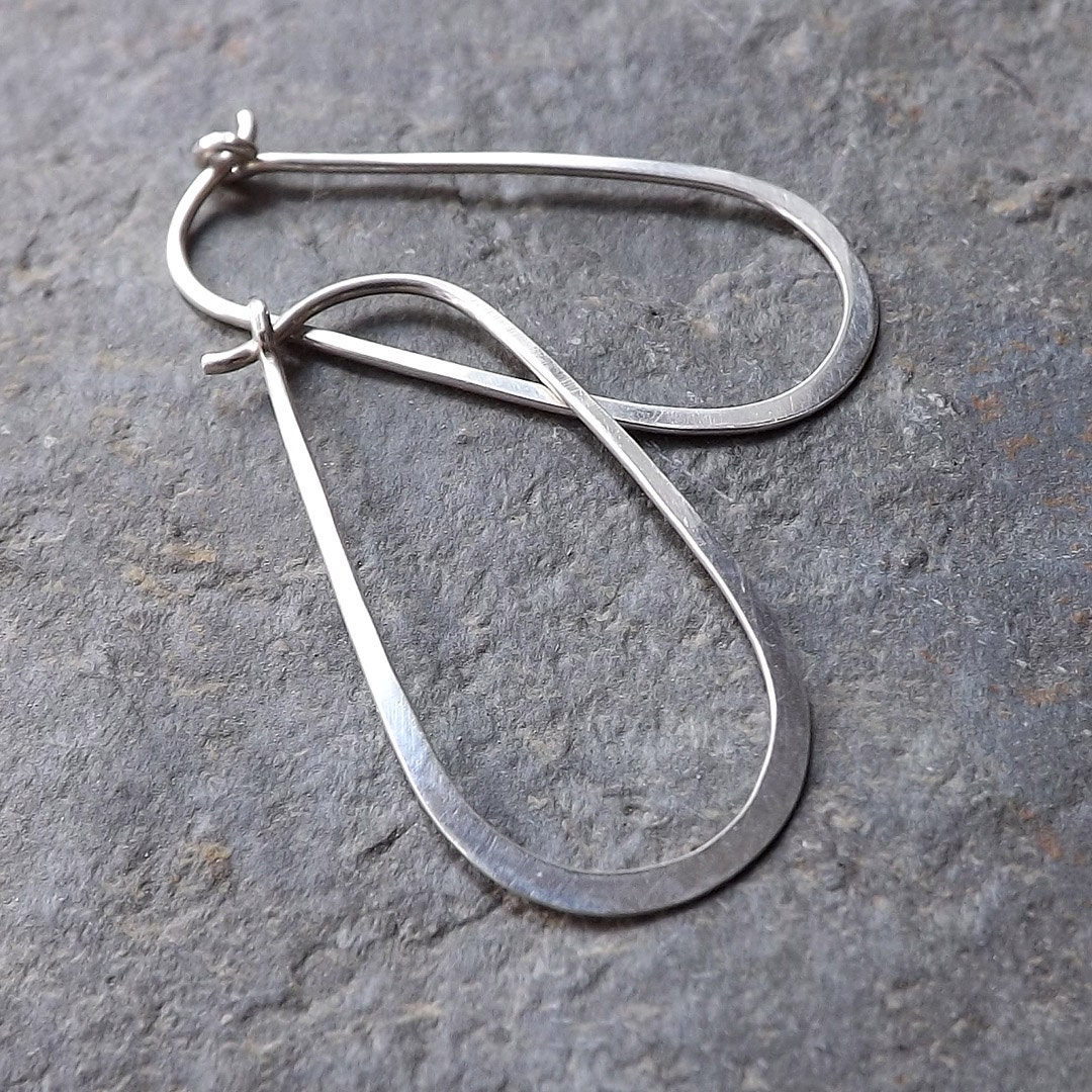 Oval Hoops Silver Hoop Earrings Approximately 1 Inch Hoop | Etsy