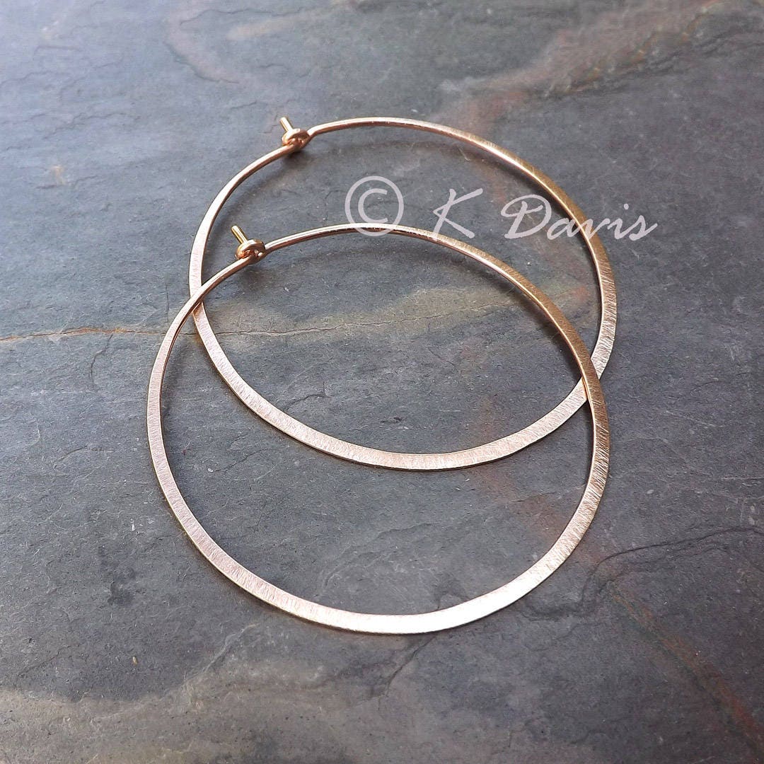 Rose Gold Hoops, Gold Hoop Earrings, Hammered Gold Filled Hoops ...