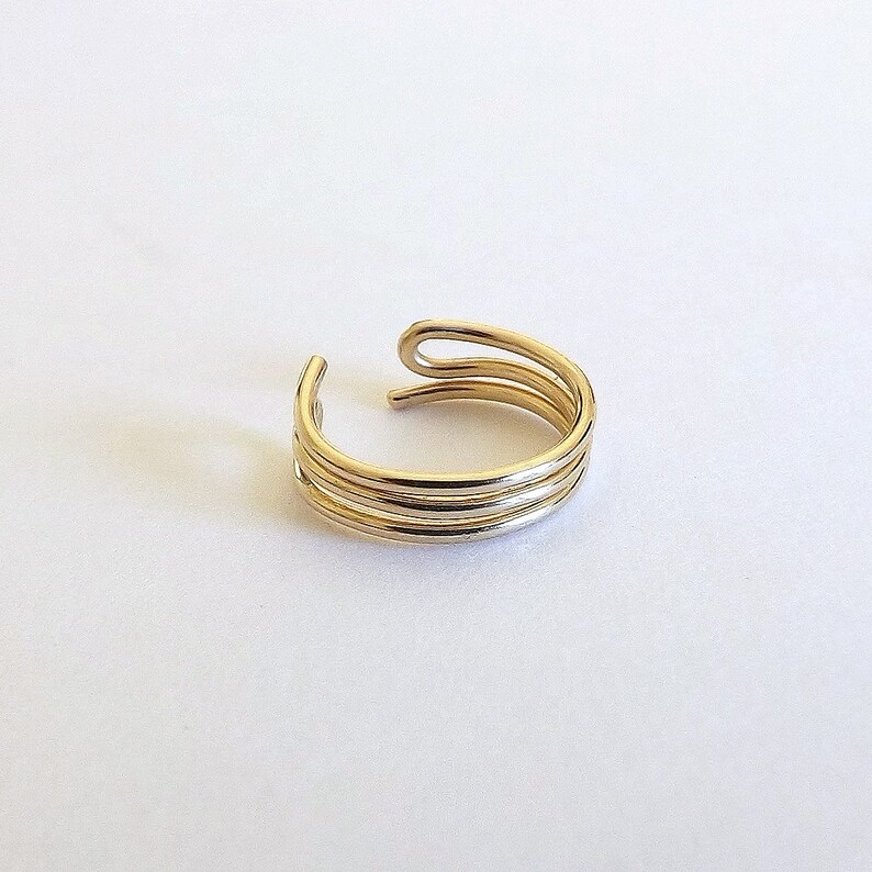 Gold Ear Cuff Simple Three Band Earcuff Single 14k Gold Filled - Etsy