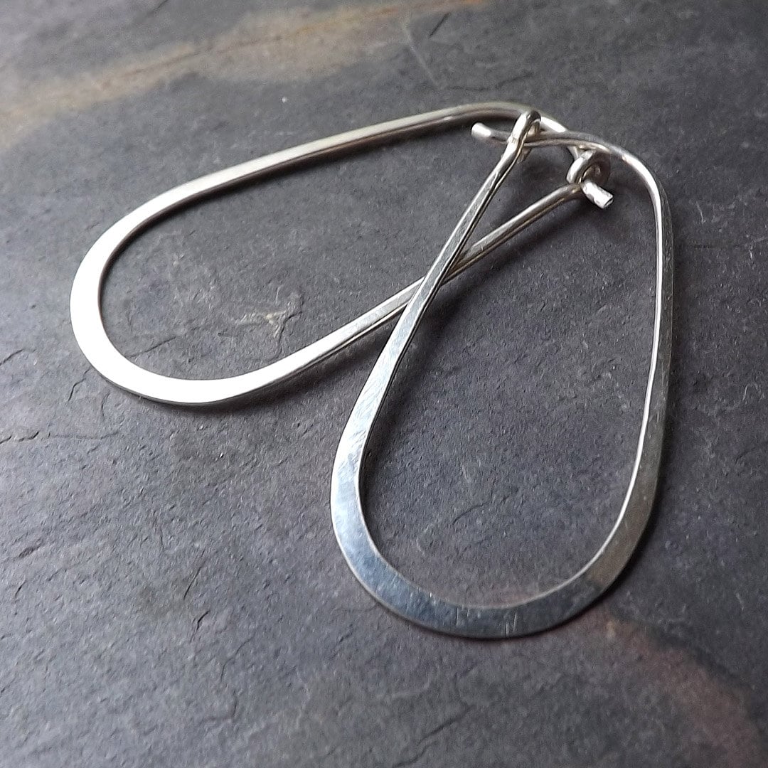 Oval Hoops Silver Hoop Earrings Approximately 1 Inch Hoop | Etsy