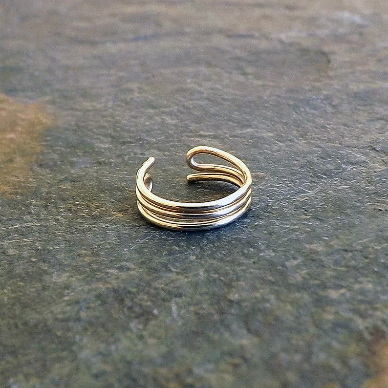Gold Ear Cuff Simple Three Band Earcuff Single 14k Gold Filled - Etsy