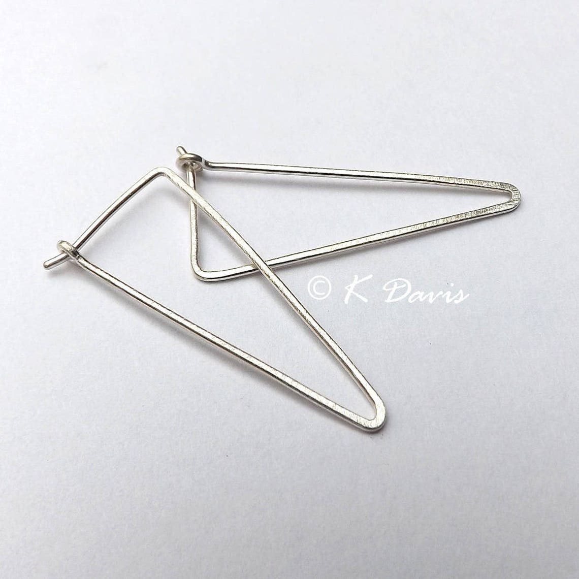 Triangle Hoop Earrings Silver Triangle Hoops Geometric | Etsy