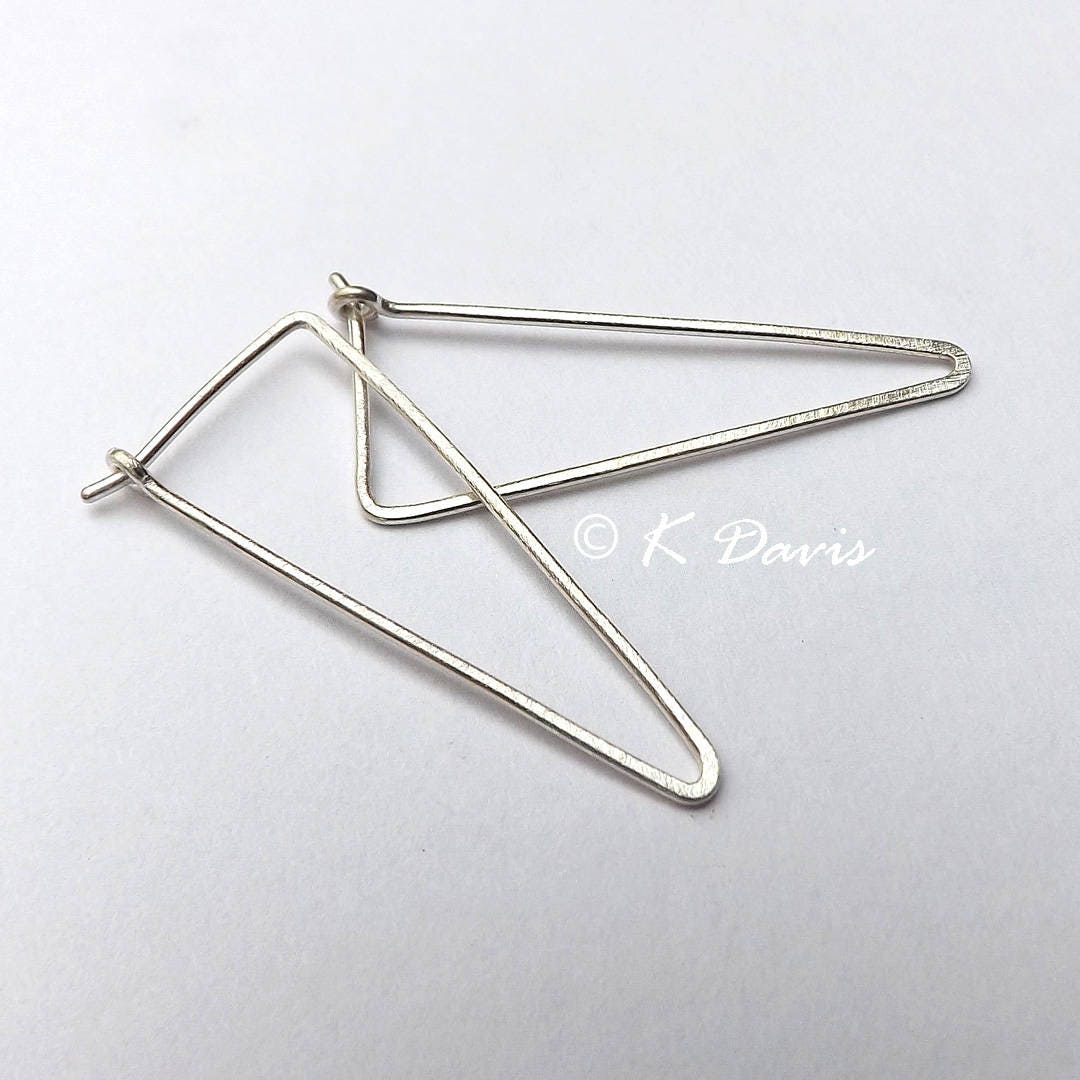 Triangle Hoop Earrings Silver Triangle Hoops Geometric | Etsy