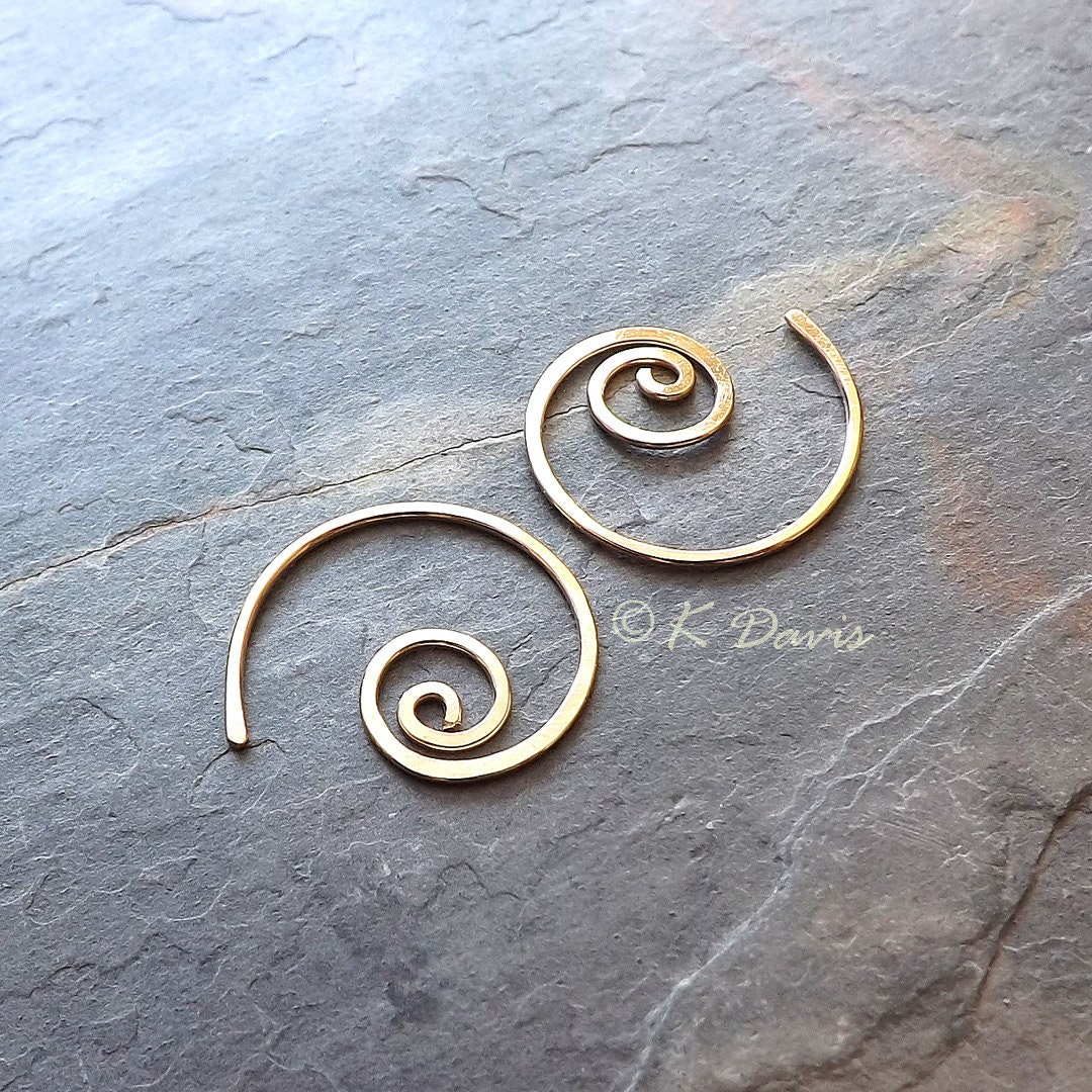 Gold Spiral Hoop Earrings, Small Gold Filled Nautilus Coiled Earring ...