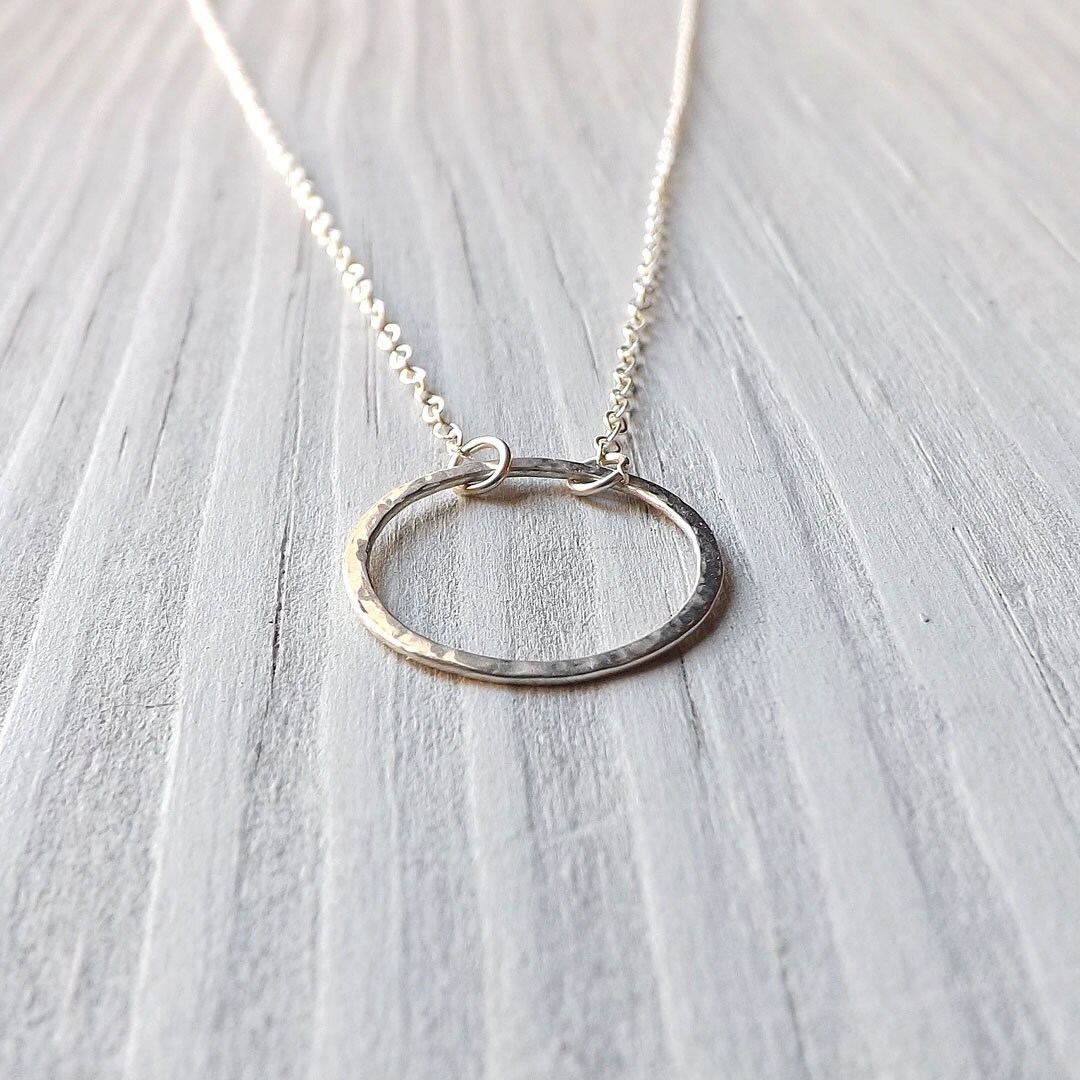 Silver Circle Necklace Simple Circle Layered Pendant Womens Jewelry ...