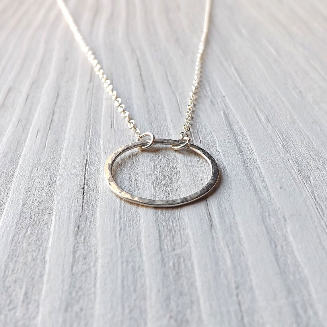 Silver Circle Necklace Simple Circle Layered Pendant Womens - Etsy