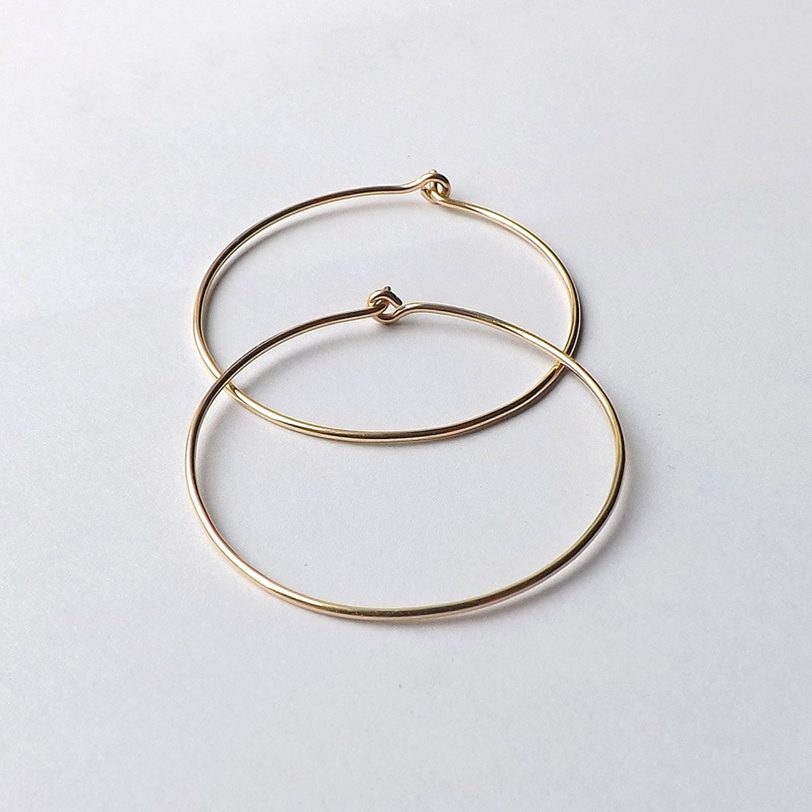 Hoop Earrings Large Gold Filled Round Simple Hoops Eco | Etsy