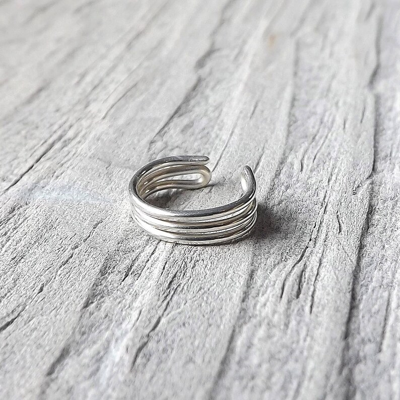 Silver Earcuff Simple Ear Cuff Triple Band Single Non Pierce | Etsy