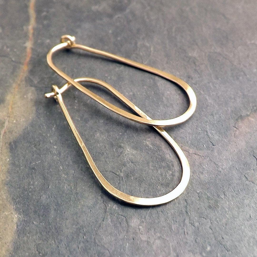 Gold Filled Oval Hoop Earrings, Loop Hoops, Oblong Handmade Modern Hoop ...