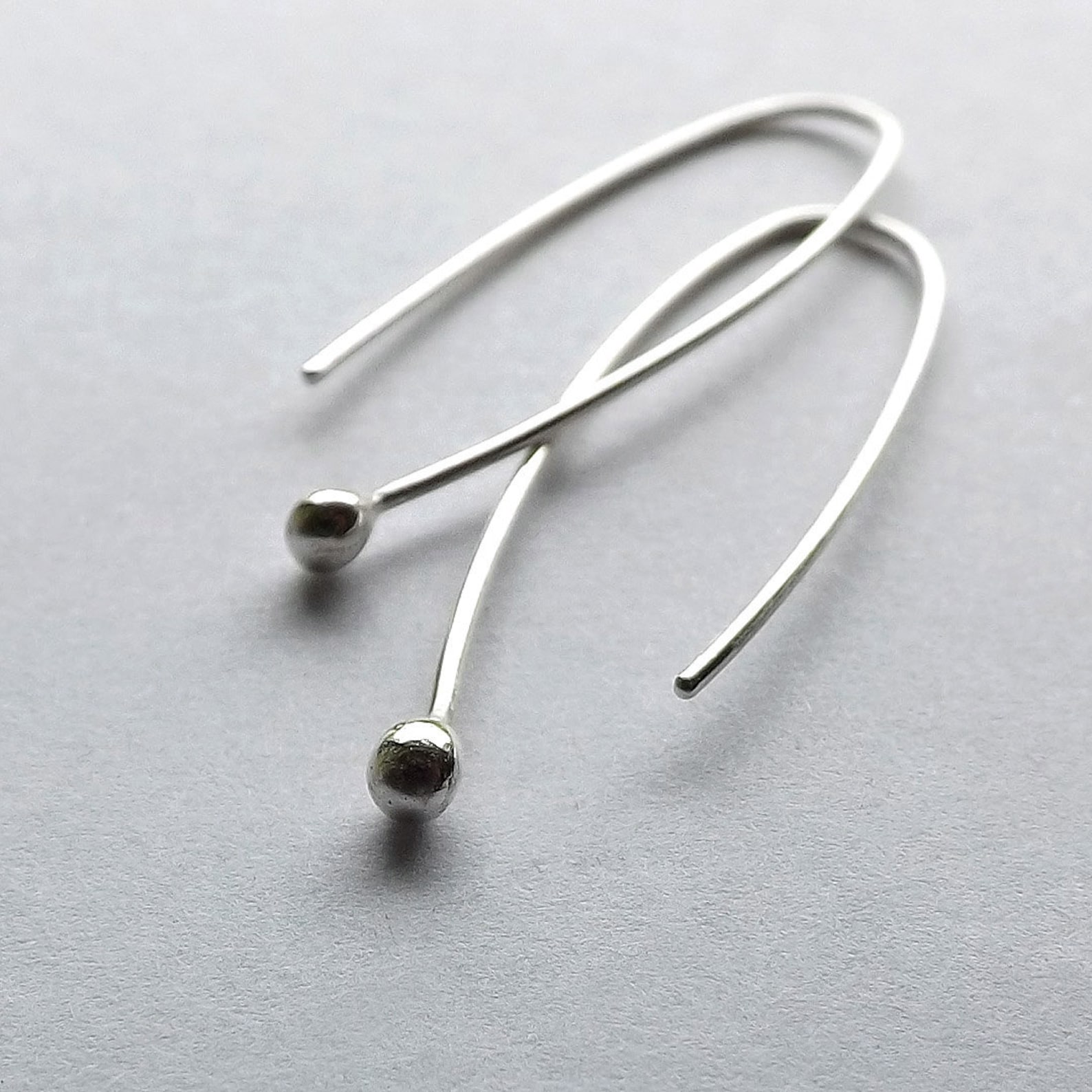 Arc Ear Threaders Sterling Silver Open Hoop Earring Simple - Etsy