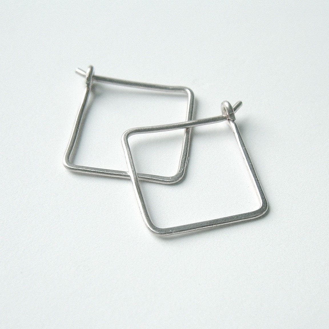 Small Square Hoops Sterling Silver Hoop Earrings Geometric Minimalist ...