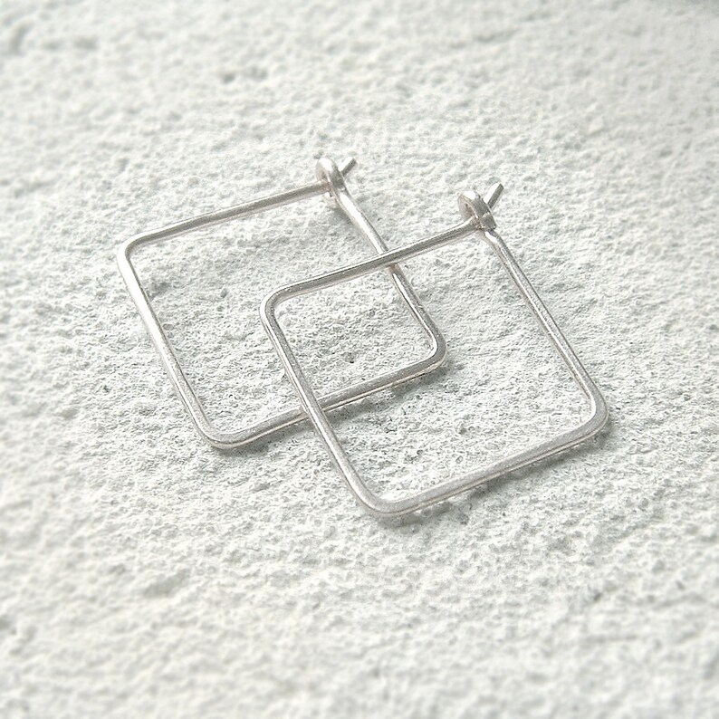 Small Square Hoops Sterling Silver Hoop Earrings Geometric Minimalist ...
