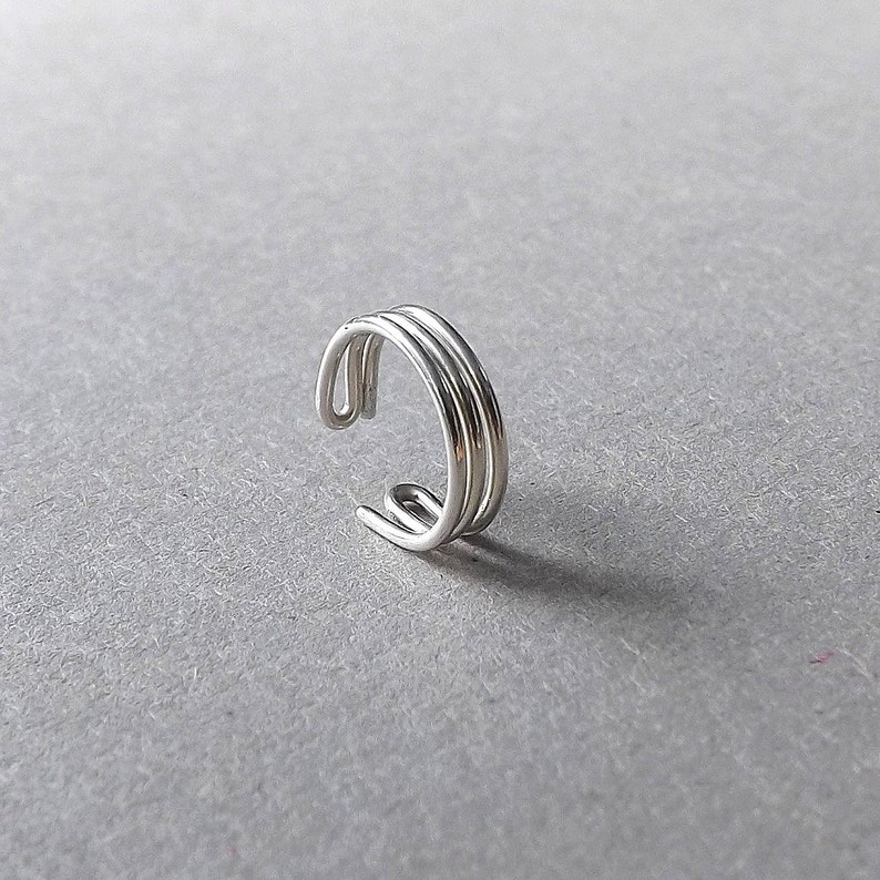 Silver Earcuff Simple Ear Cuff Triple Band Single Non Pierce | Etsy