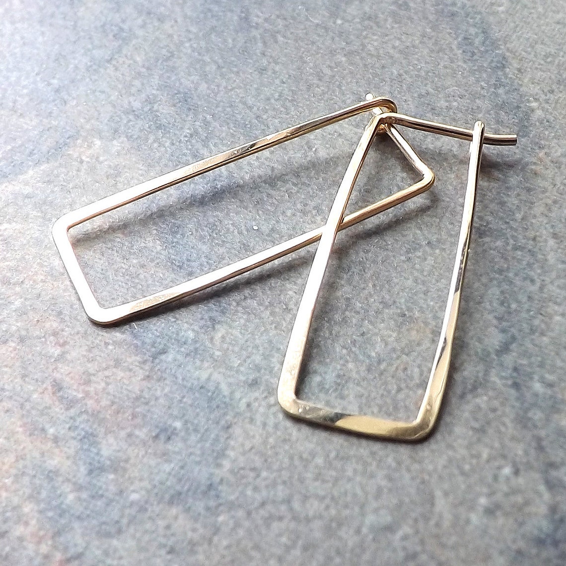 Gold Hoop Earrings Rectangle Hoops 14k Gold Filled - Etsy