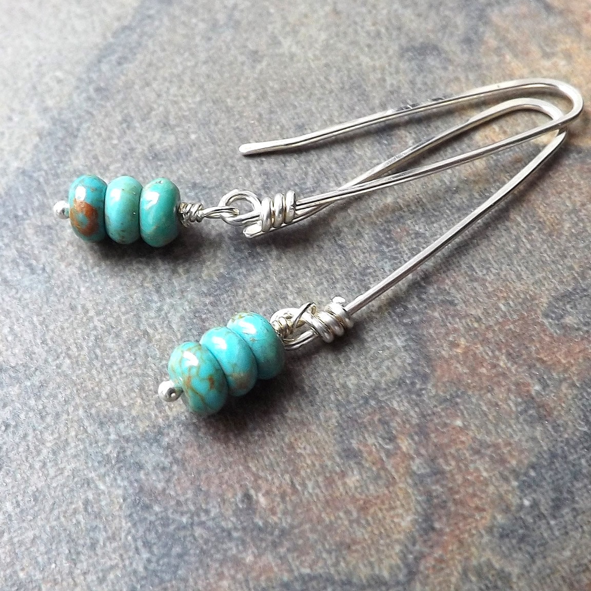 Turquoise Earrings Sterling Silver Turquoise Dangle Earring - Etsy