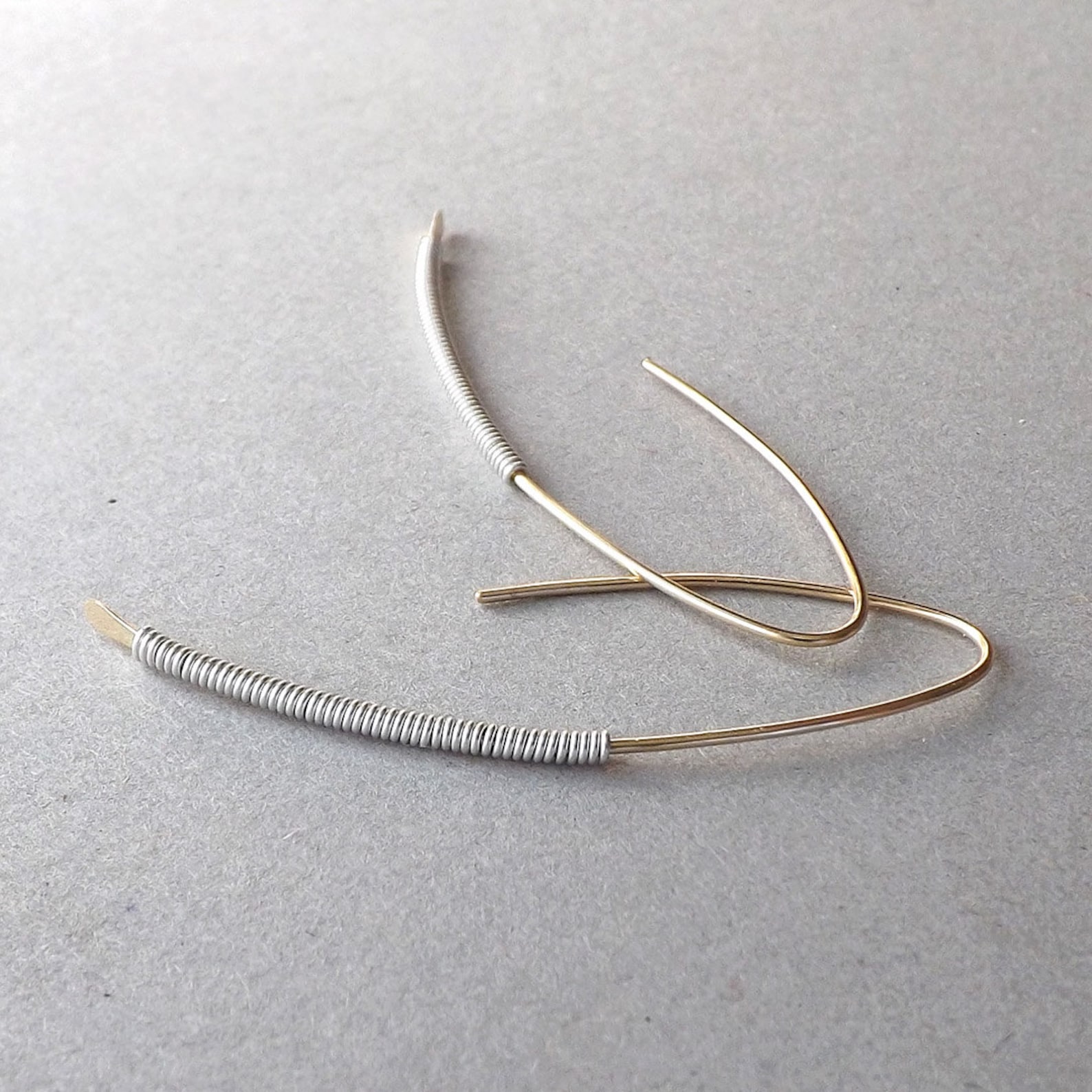 Gold Hoop Earrings Open Hoops Sterling Silver Wrapped Mixed | Etsy