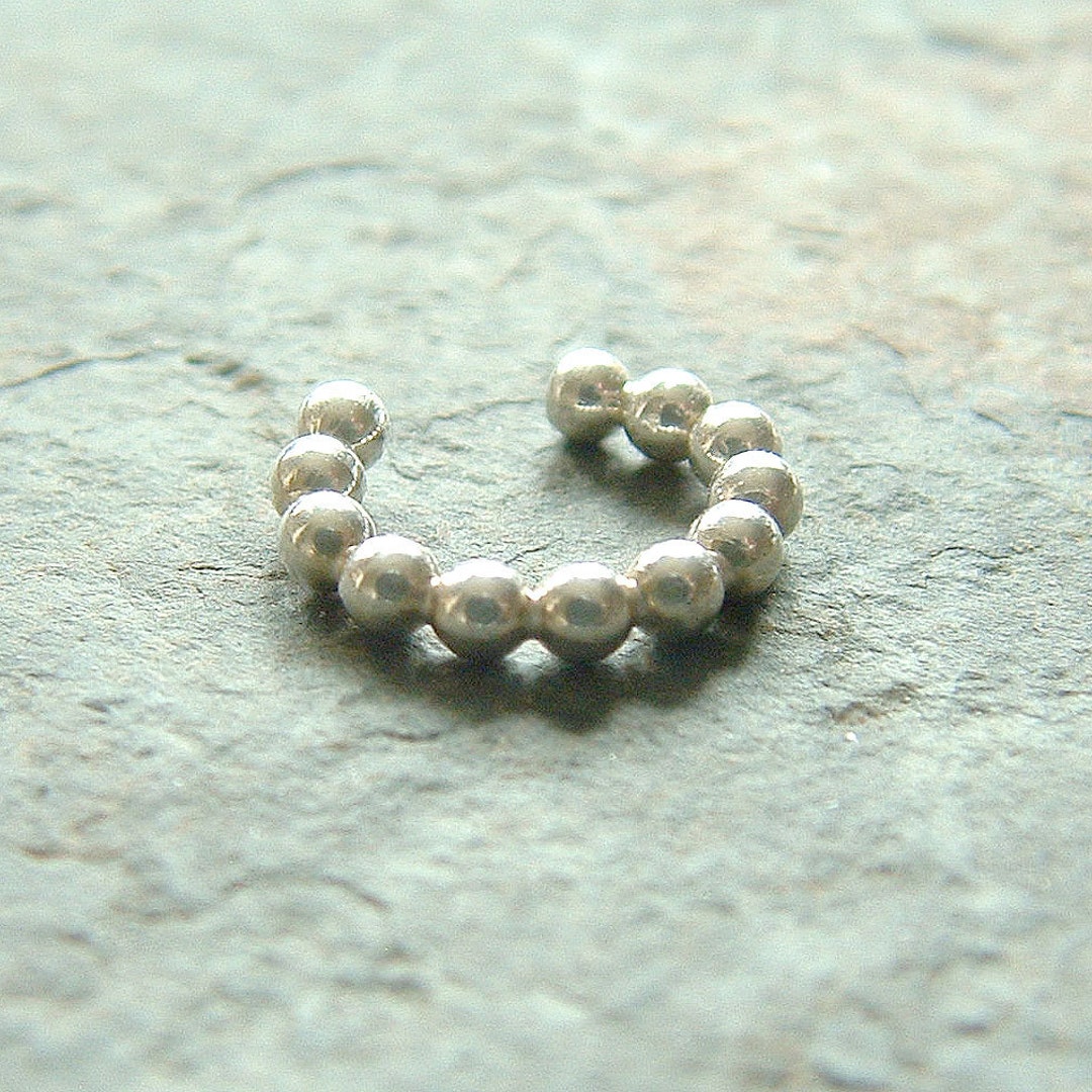 Beaded Earcuff Sterling Silver Ear Cuff Single, Minimalist Earring ...