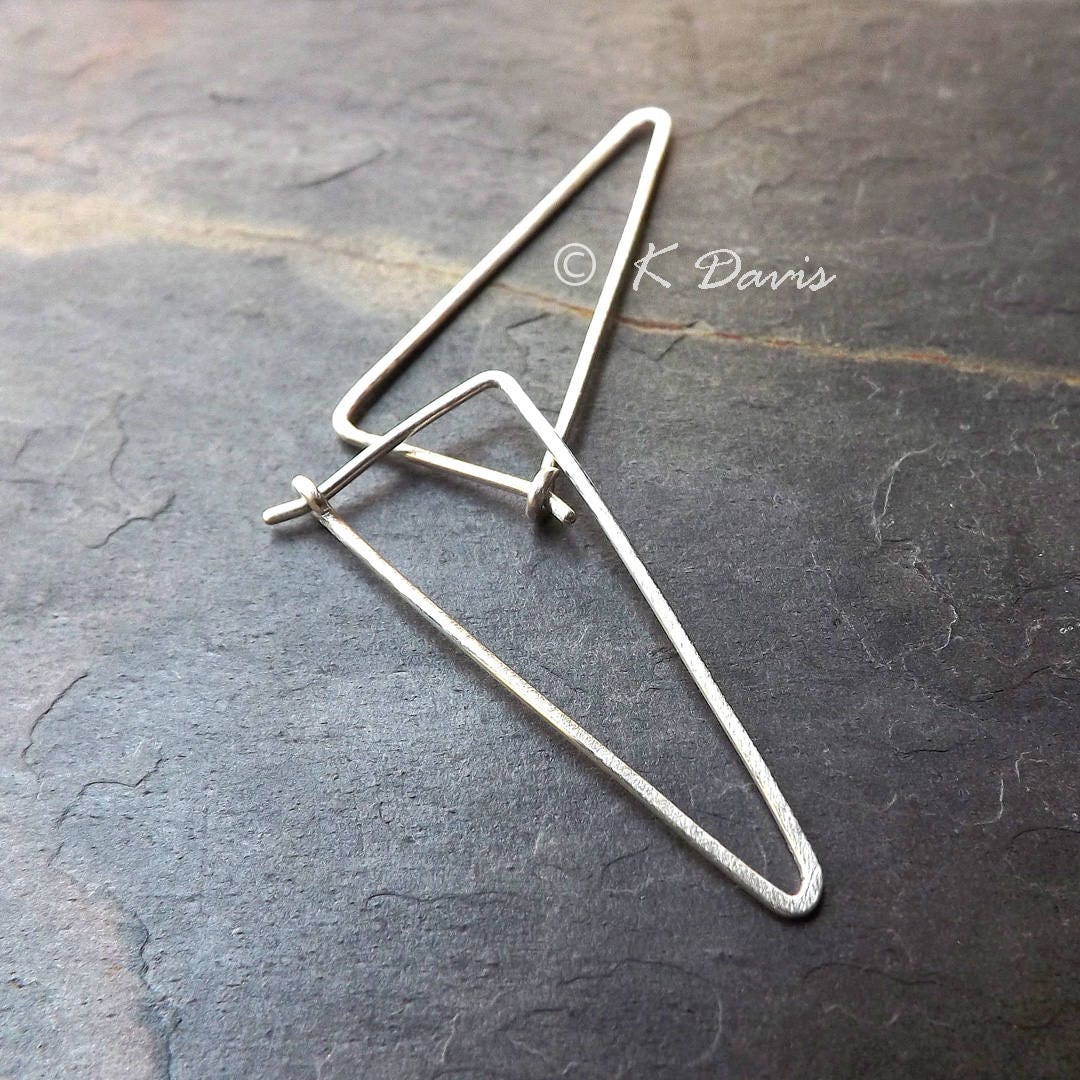 Triangle Hoop Earrings Silver Triangle Hoops Geometric | Etsy