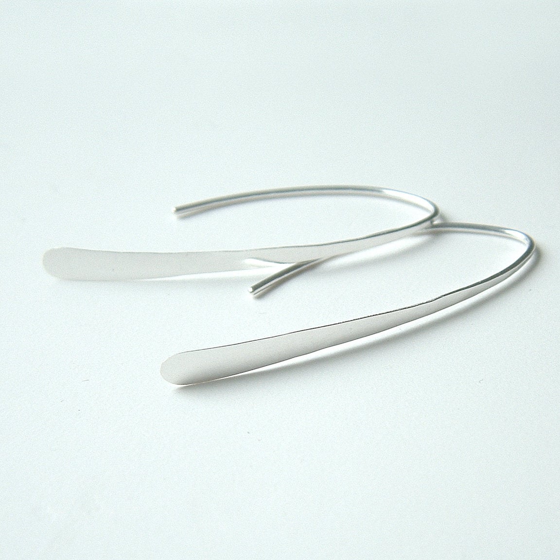 Arc Ear Threaders Open Hoop Earrings Silver Simple Wire Form - Etsy