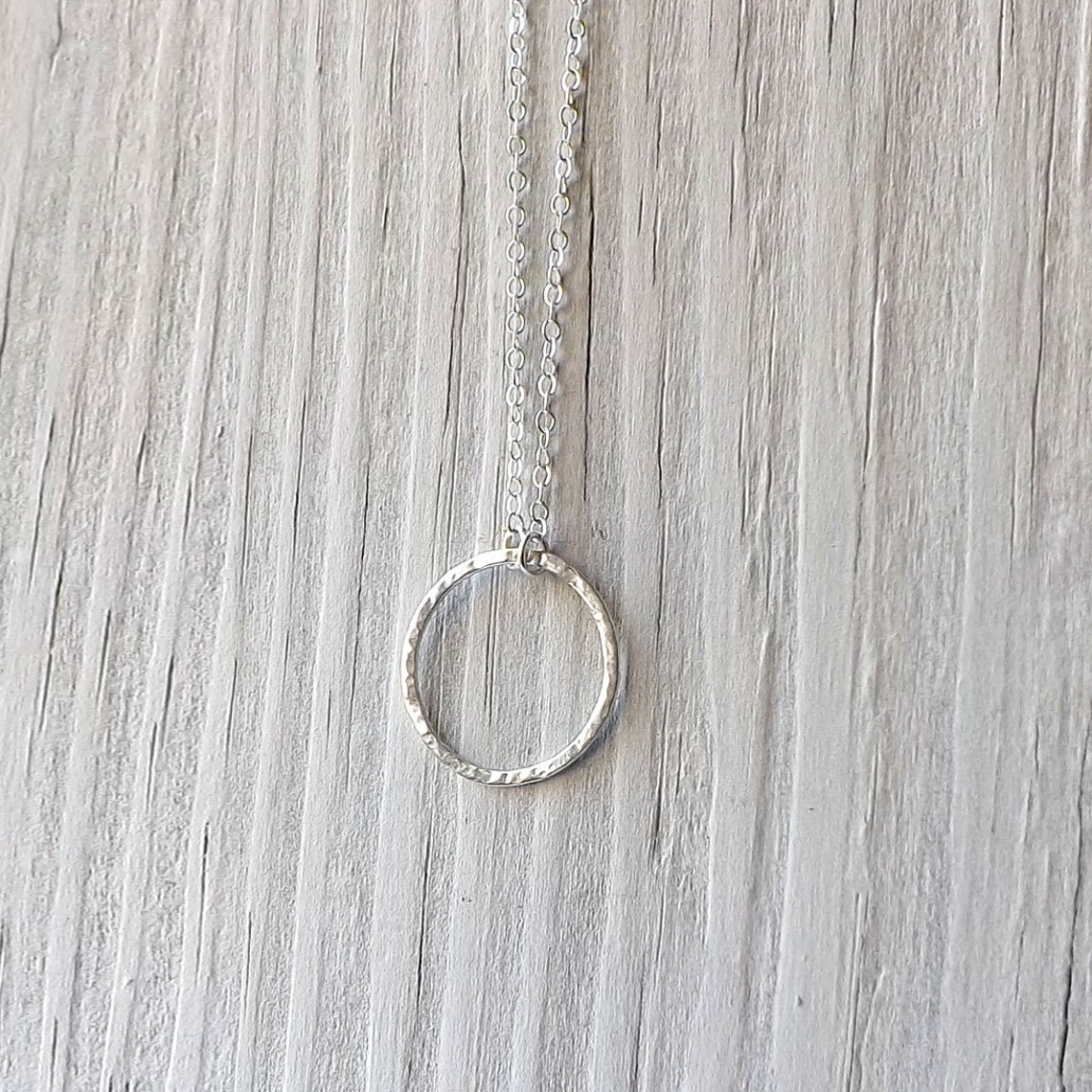 Silver Circle Necklace Simple Circle Layered Pendant Womens - Etsy