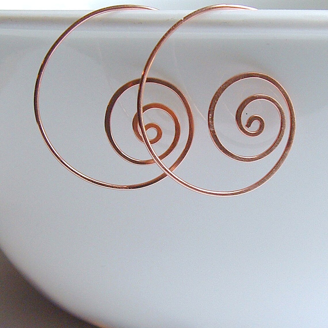 Gold Hoop Earrings Coil Threader Open Hoops Nautilus Spiral - Etsy