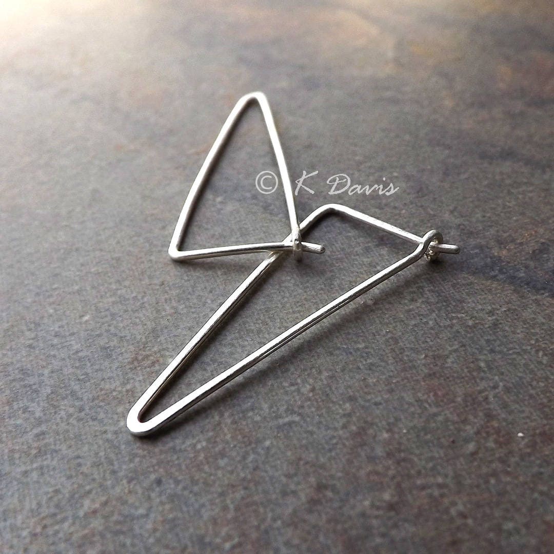 Triangle Hoop Earrings Silver Triangle Hoops Geometric | Etsy