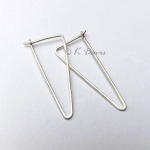 Triangle Hoop Earrings Silver Triangle Hoops, Geometric Triangle Earring Modern Minimalist ...
