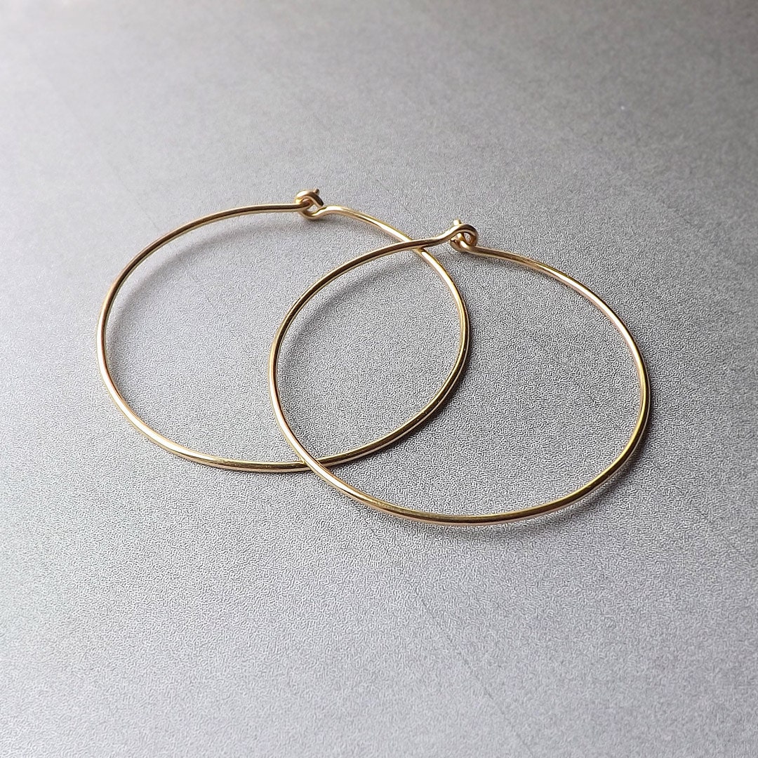 Hoop Earrings Large Gold Filled Round Simple Hoops Eco | Etsy