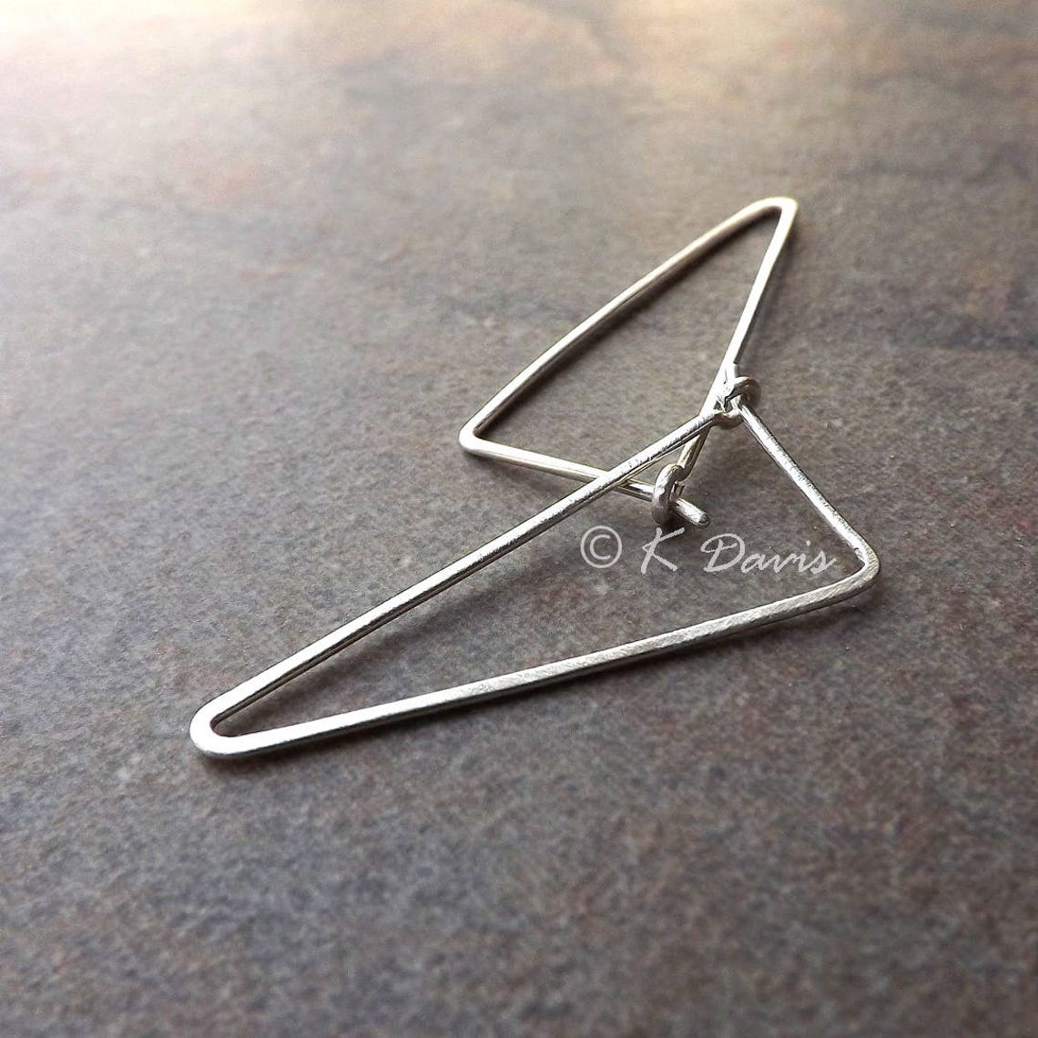 Triangle Hoop Earrings Silver Triangle Hoops Geometric | Etsy