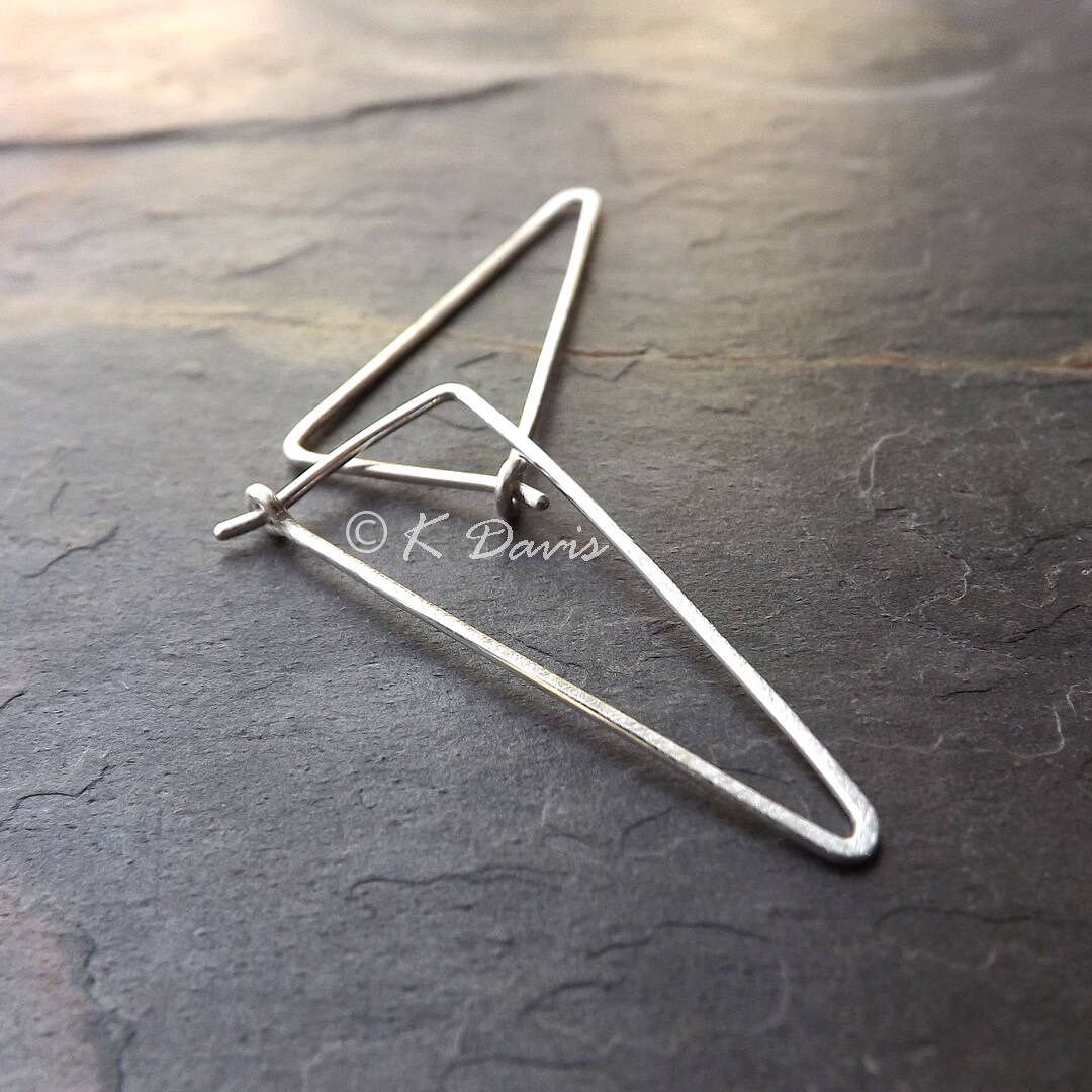 Triangle Hoop Earrings, Sterling Silver Hoops, Brushed Finish ...
