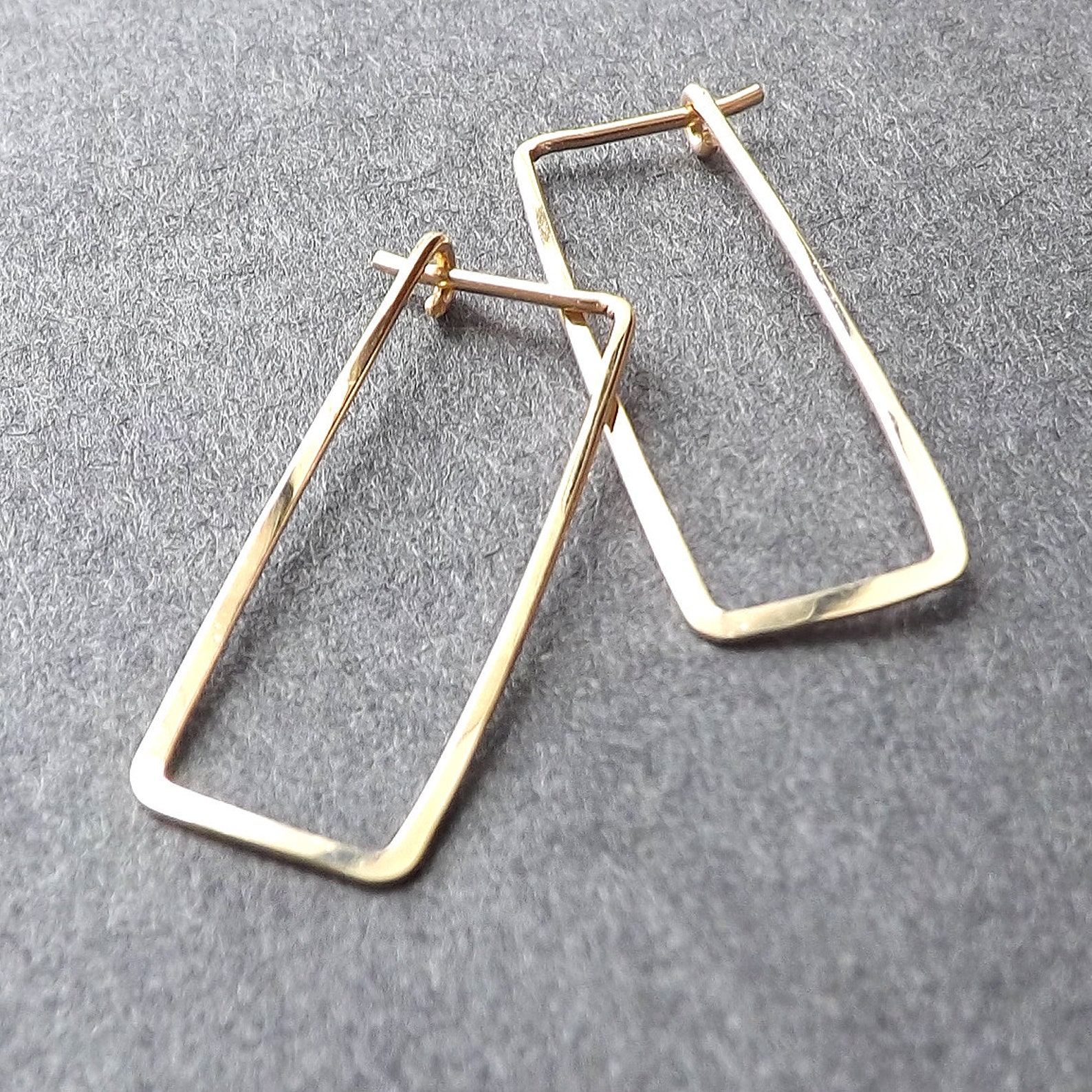 Gold Hoop Earrings Rectangle Hoops 14k Gold Filled | Etsy