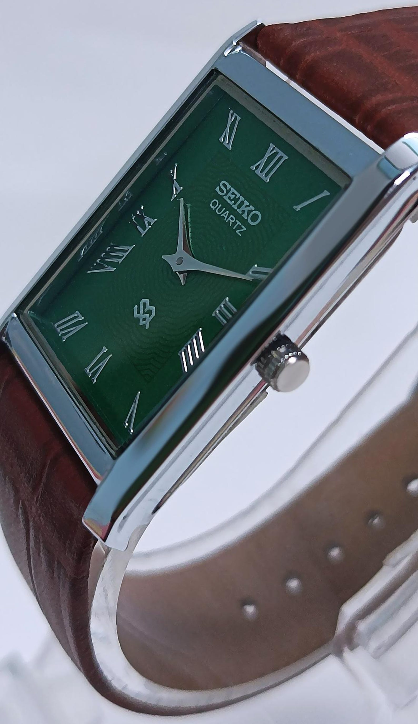 Vintage Seiko Tank Slim Quartz Japanese Roman Dial 27mm Watch - Etsy