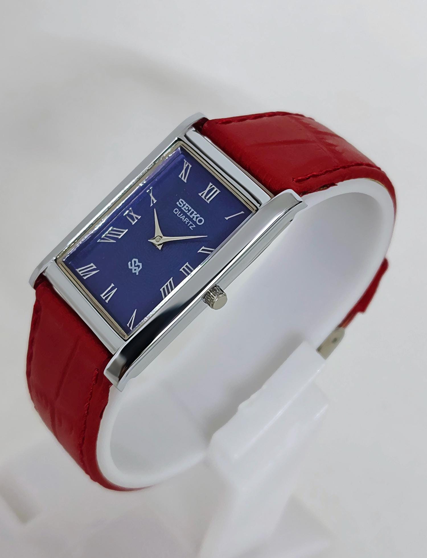 Vintage Seiko Slim Tank Quartz Japanese Roman Dial Men's 27mm US Flag ...