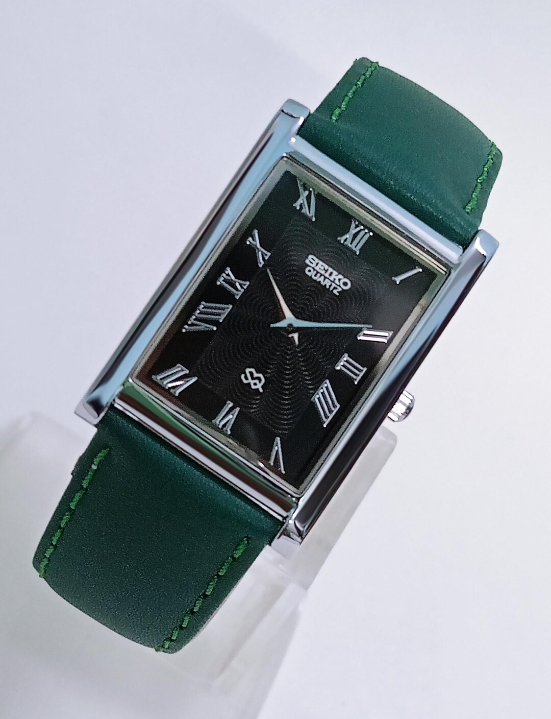 Vintage Seiko Tank Slim Quartz Japanese Roman Black Dial 27mm ...