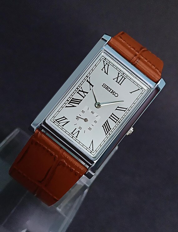 Vintage Seiko Tank Quartz Sub Second Japanese Slim Ro… - Gem