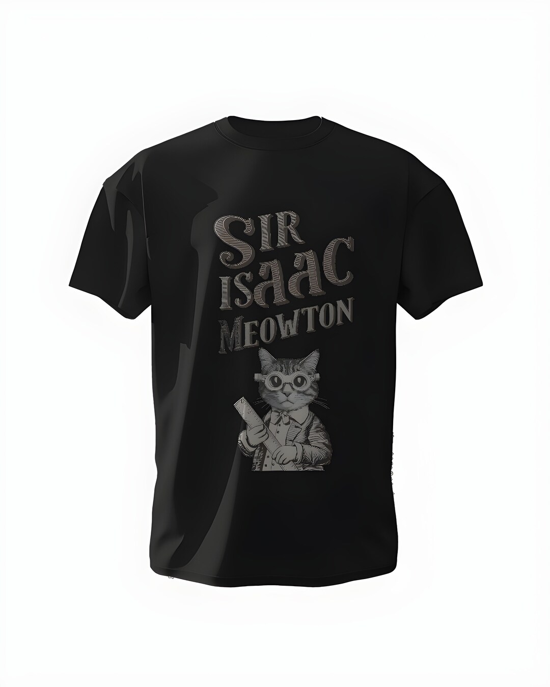 Sir Isaac Meowton T-shirt Funny Cat Lover Gift 100 Percent Cotton Nerdy ...