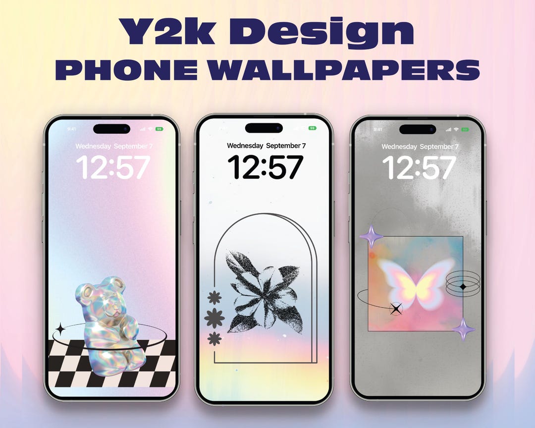 3 Y2K Aesthetic Phone Wallpapers | Digital Download | Ios & Android ...
