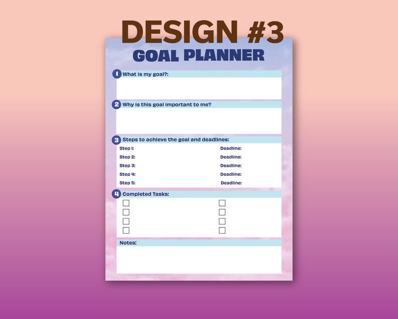 Set of 3 Aesthetic Goal Setting Planners | Printable & Digital ...