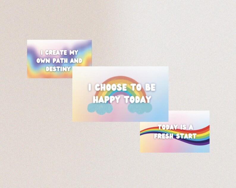 24 Rainbow Affirmation Cards | Letter Size 8.5"x11" | Printable PDF ...